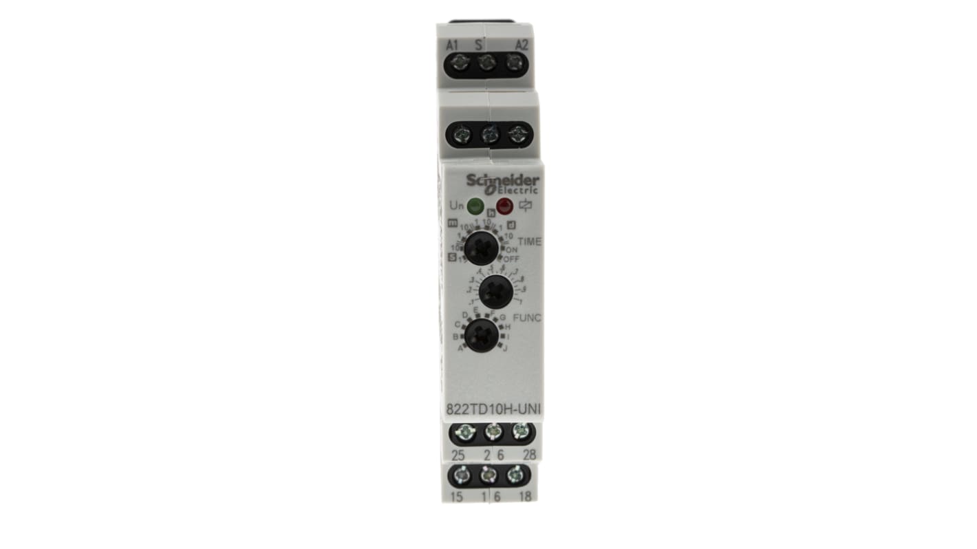 822TD10H-UNI | Schneider Electric DIN Rail Mount Timer Relay, 12 → 240V ...