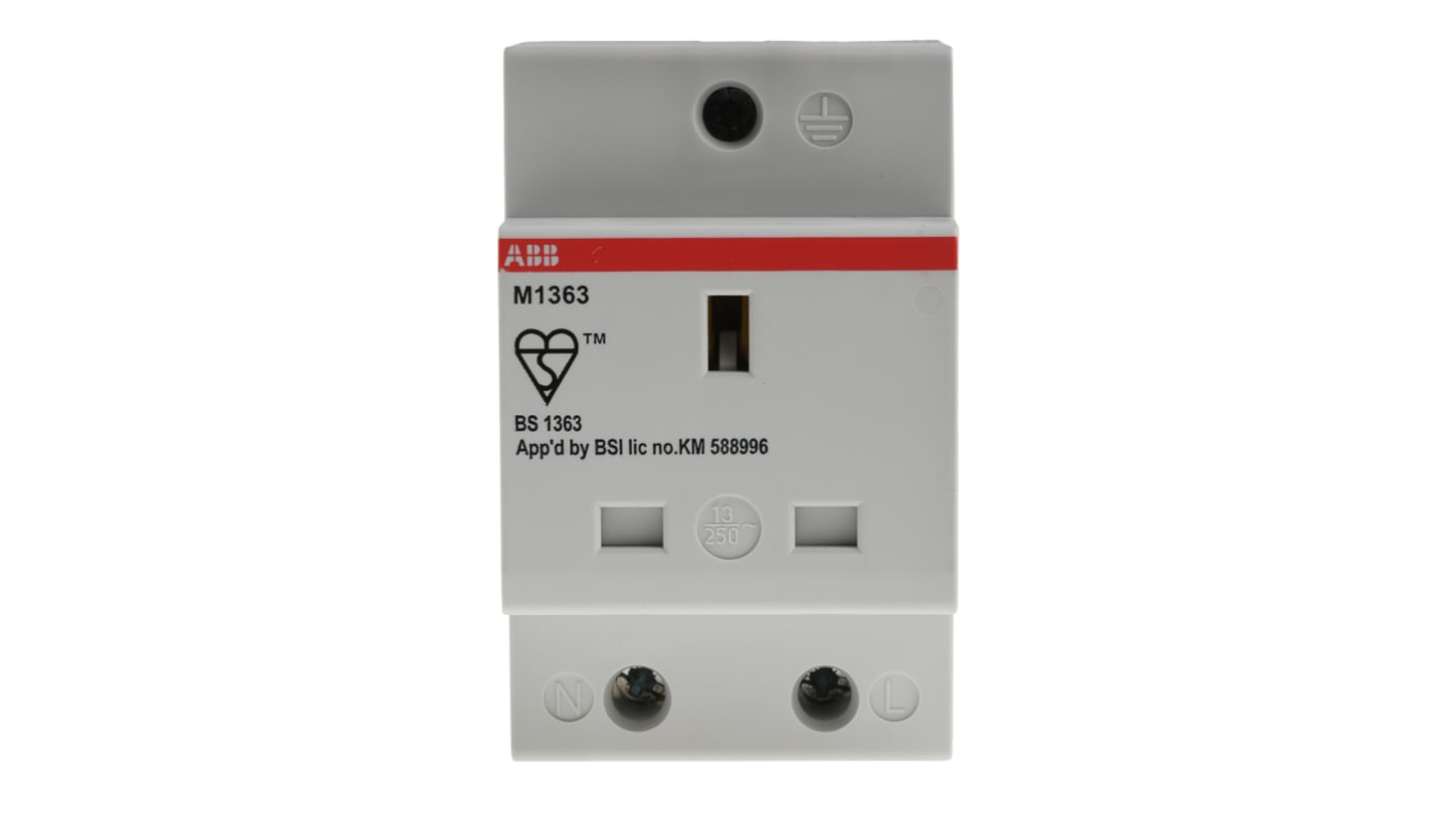 2CSM259343R0721 M1363 | ABB 英标插座, 13A, 250 V, 室内使用, DIN轨安装, 1组, 灰色 ...