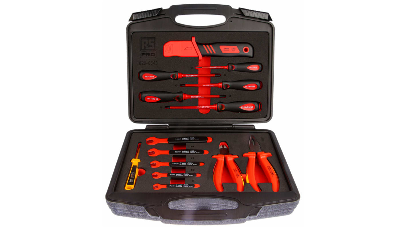 RS PRO 14 Piece Engineers Tool Kit with Case, VDE Approved | RS