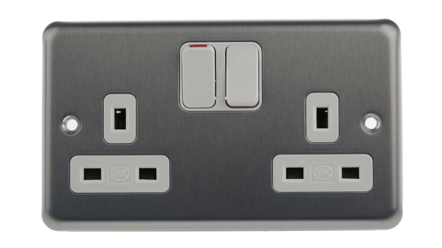 K2948BRC | MK Electric 2 Gang Plug Socket, 13A, Type G - British | RS
