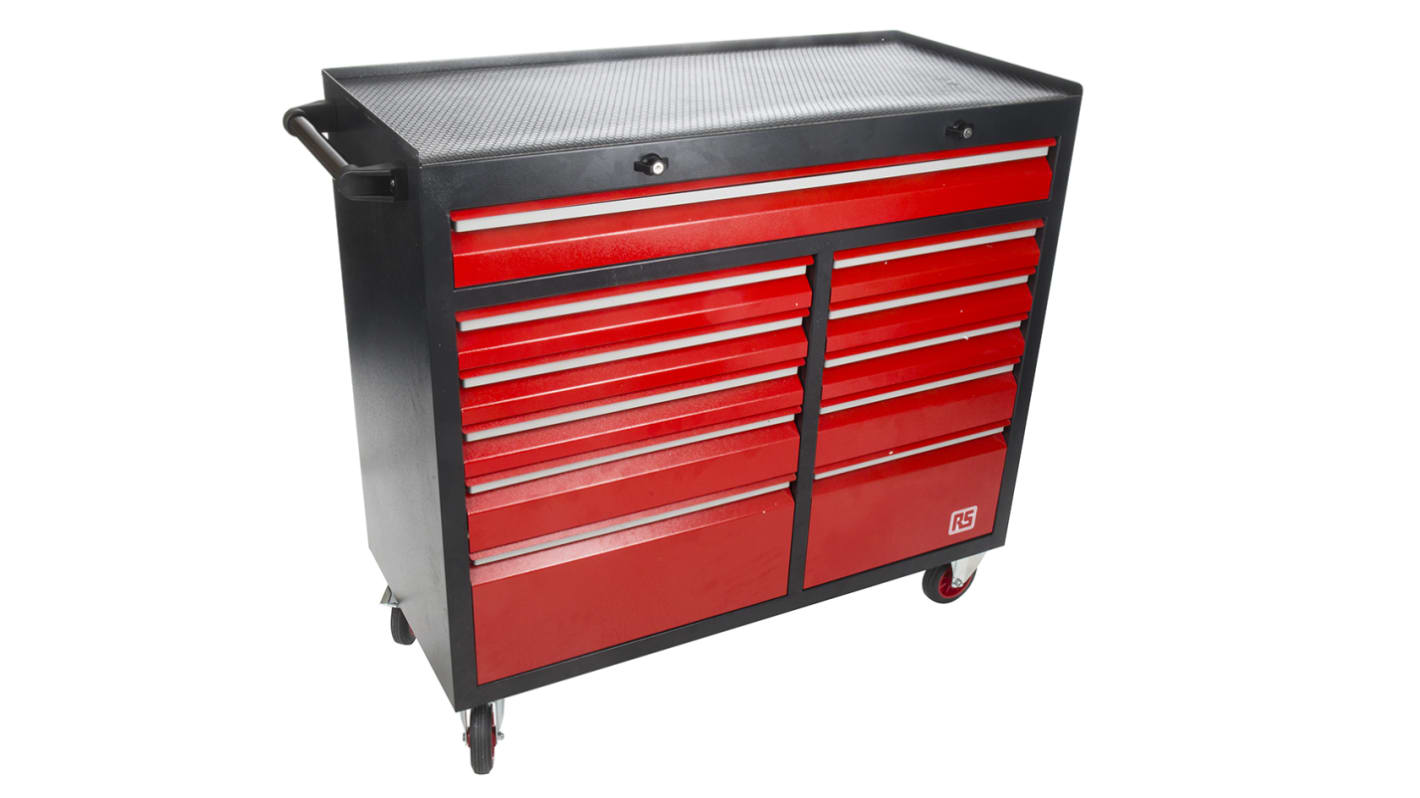 RS PRO 11 drawer Steel Wheeled Tool Chest, 985mm x 450mm x 1085mm | RS