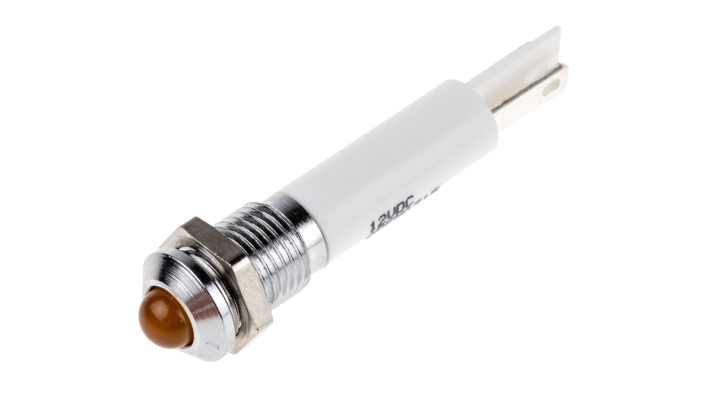 RS PRO Orange Panel Mount Indicator, 12V dc, 8mm Mounting Hole Size ...
