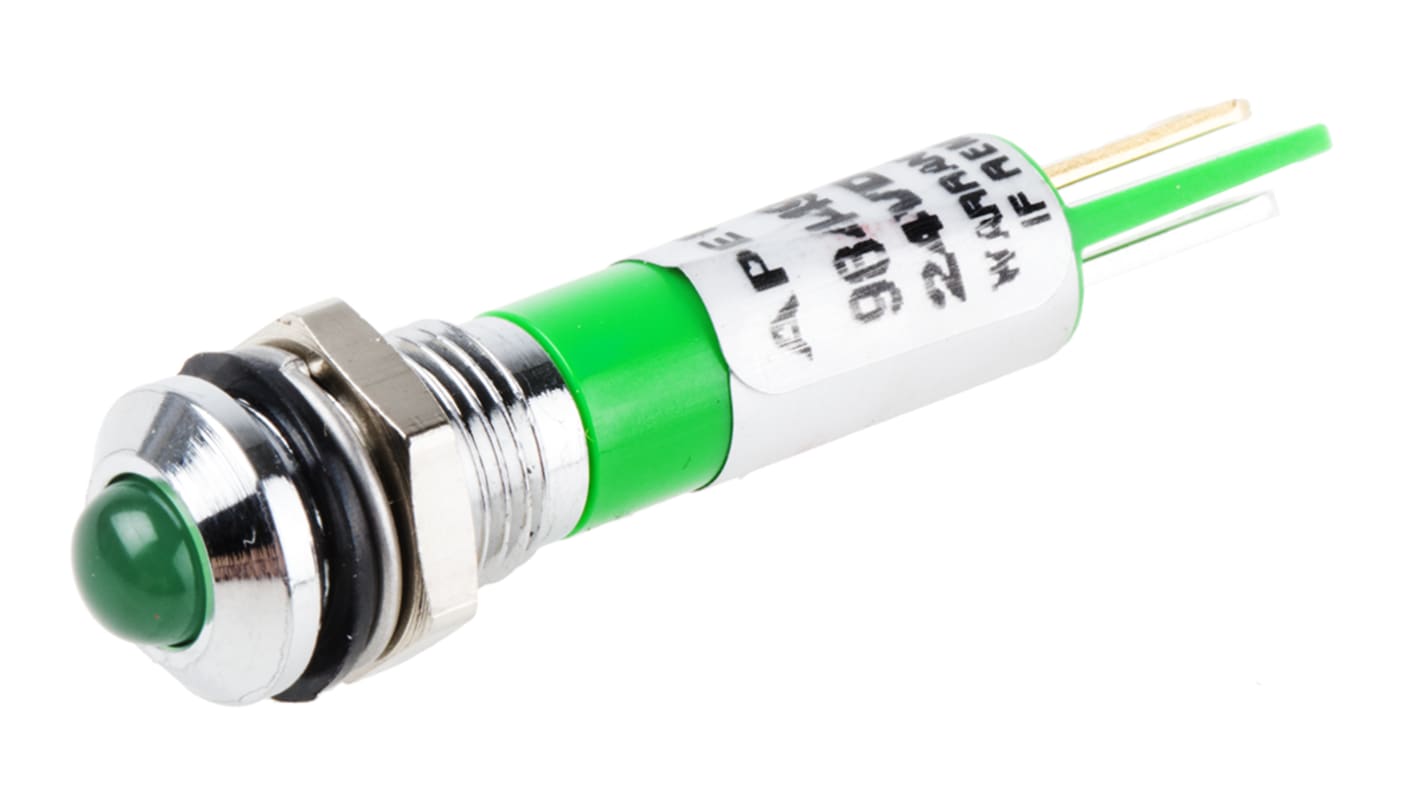 Voyant LED lumineux Vert RS PRO, dia. 8mm, 24V c.c., IP67 | RS