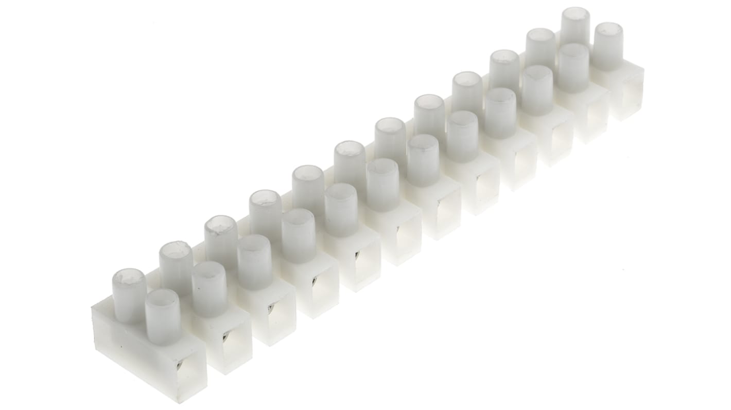 RS PRO Non-Fused Terminal Block, 12-Way, 32A, 12 AWG Wire, Screw ...