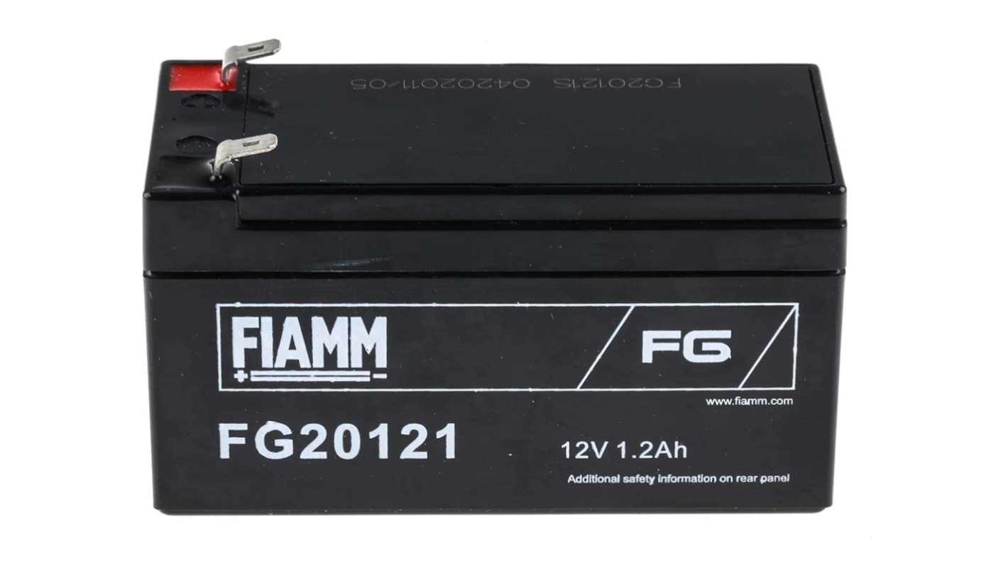 FG20121 | Fiamm 12V Faston F1 Sealed Lead Acid Battery, 1.2Ah | RS