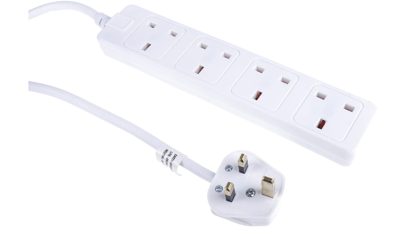 RS PRO 1m 4 Socket Type G - British Extension Lead, 250 V | RS