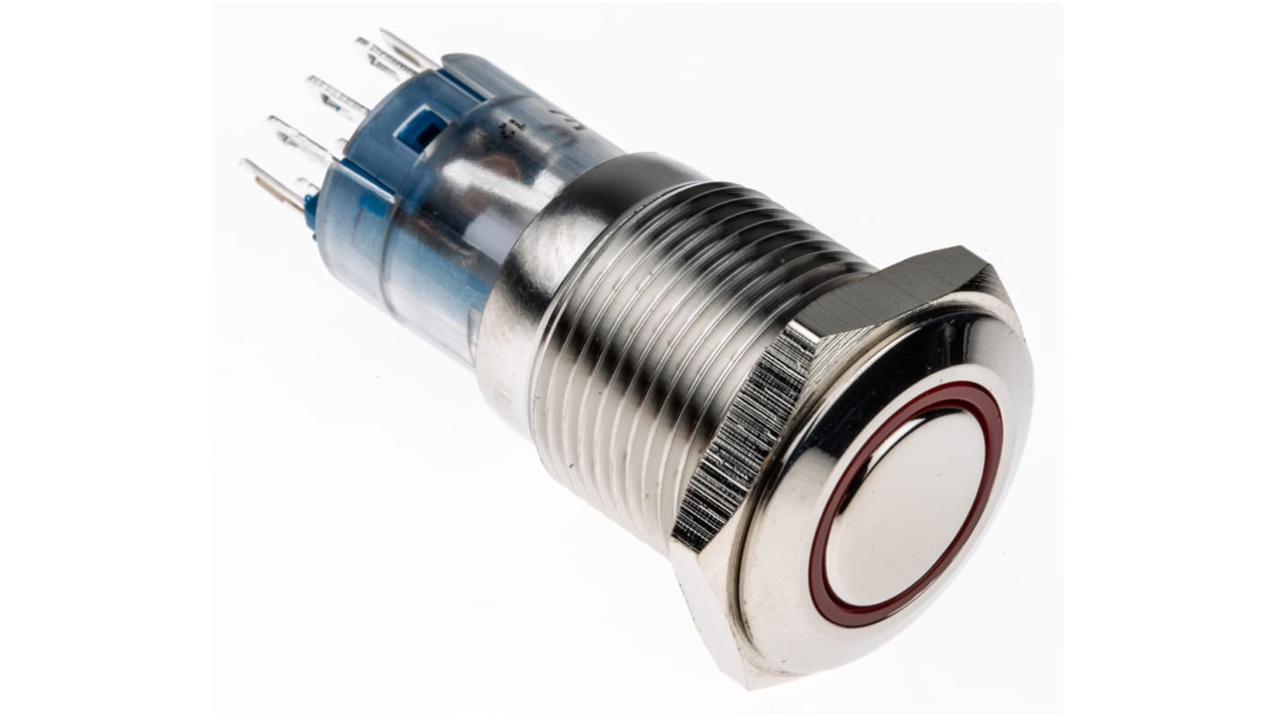 MP0045/1E2RD012 | Bulgin Illuminated Push Button Switch, Latching, DPDT ...