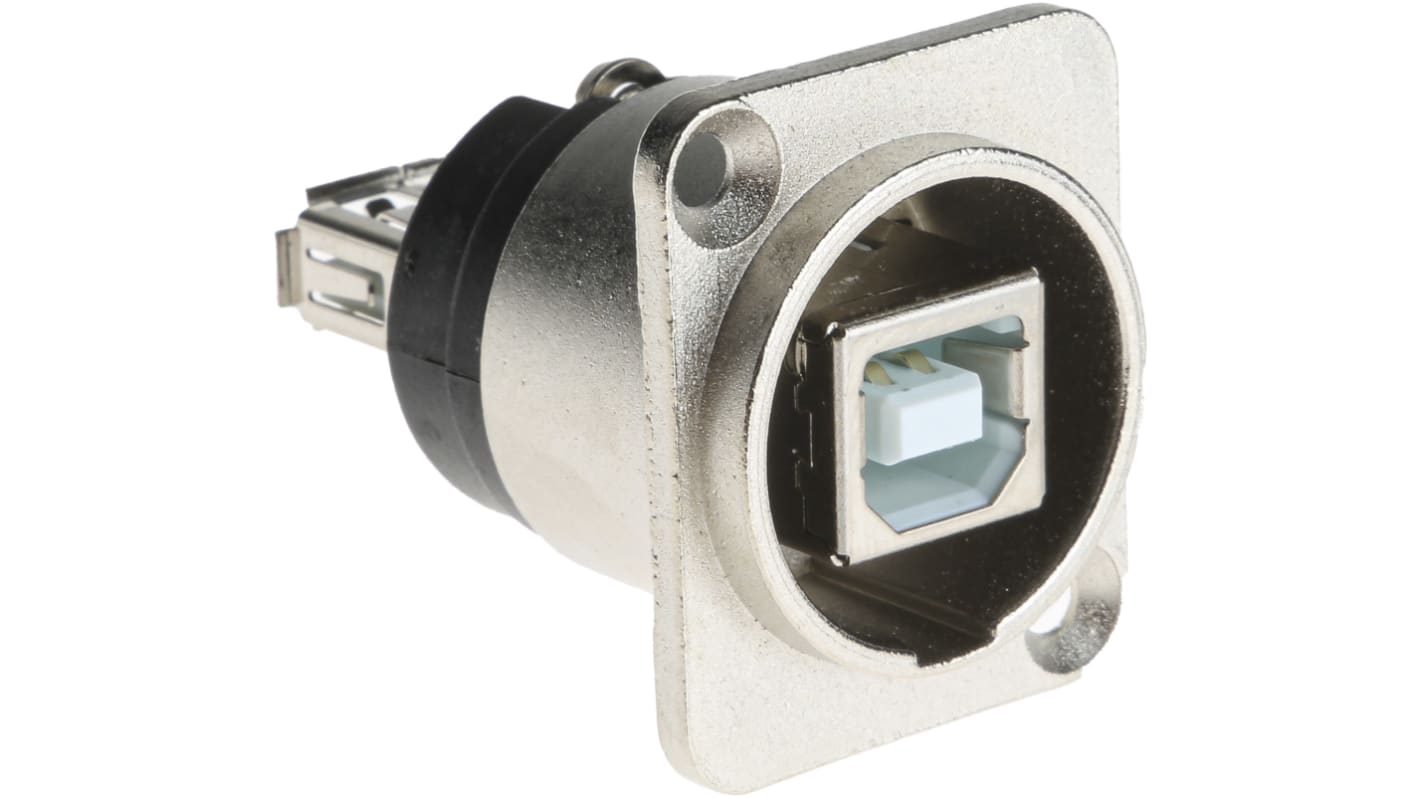 RS PRO Straight, Panel Mount, Socket Type B to A 2.0 USB Connector | RS