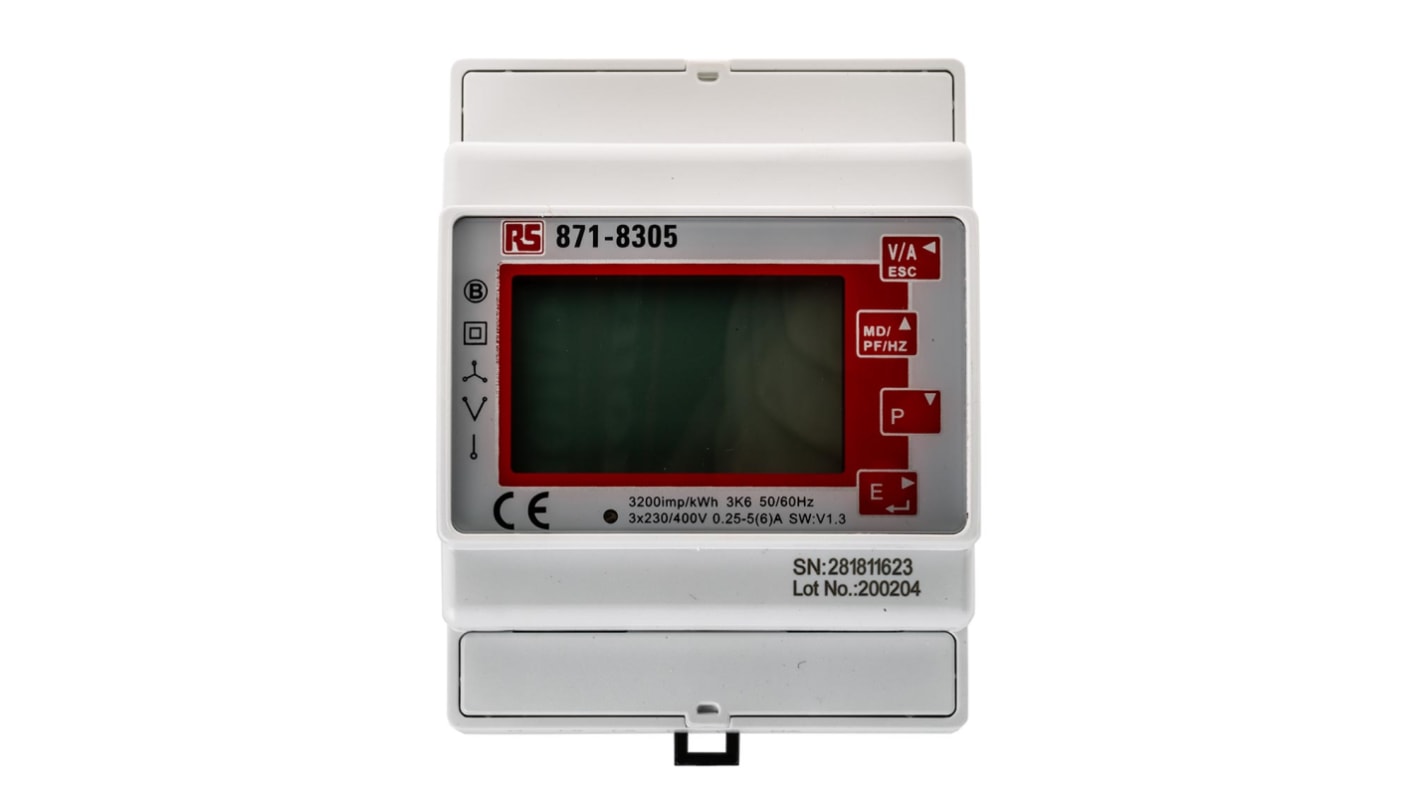 RS PRO 3 Phase LCD Energy Meter, Type Electronic | RS