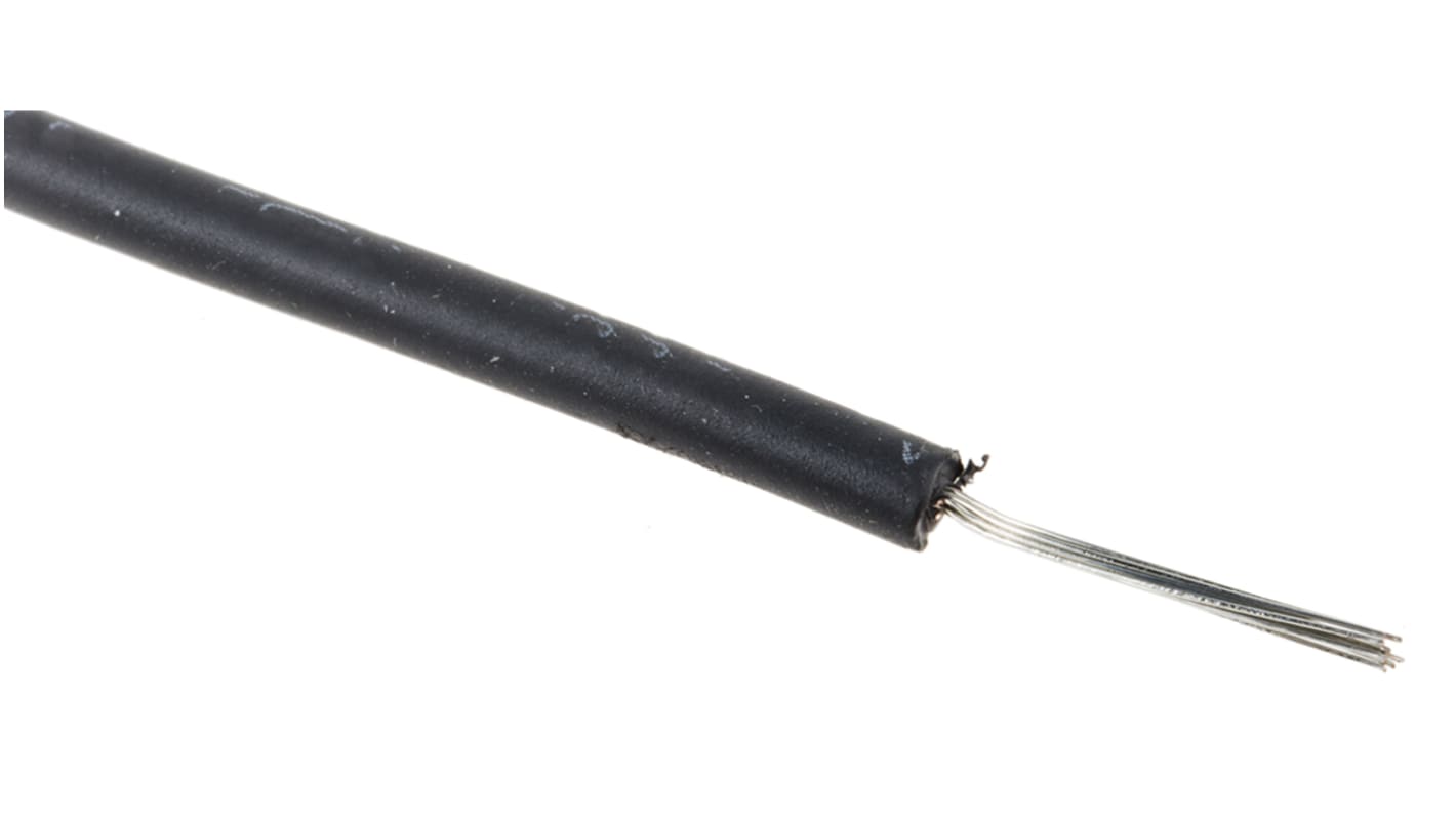 RS PRO Black 0.33 mm² Hook Up Wire, 22 AWG, 17/0.16 mm, 100m, XLPE ...