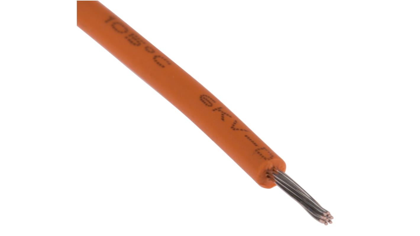 Fils de câblage RS PRO UL3239, 0,2 mm², Orange, 24 AWG, 100m, 6 kV c.c. | RS