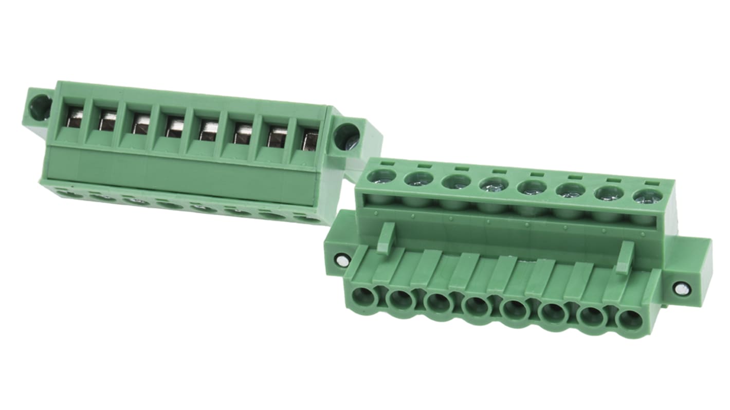 RS PRO 5.08mm Pitch 8 Way Pluggable Terminal Block, Plug, Through Hole ...