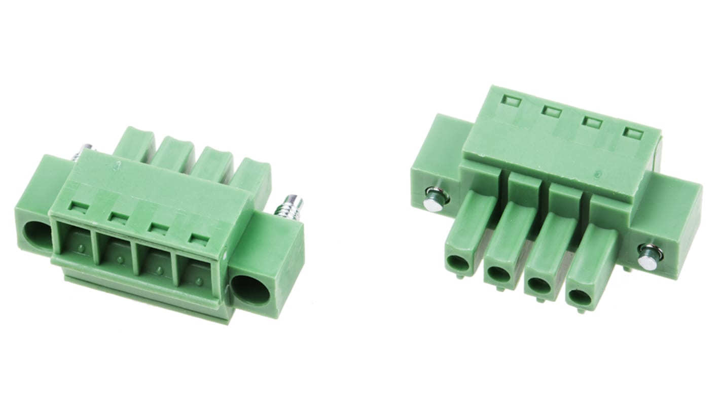 RS PRO 3.81mm Pitch 4 Way Pluggable Terminal Block, Plug, Through Hole, Screw Termination | RS