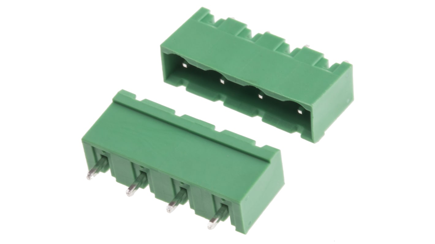 RS PRO 7.62mm Pitch 4 Way Pluggable Terminal Block, Header, Through ...