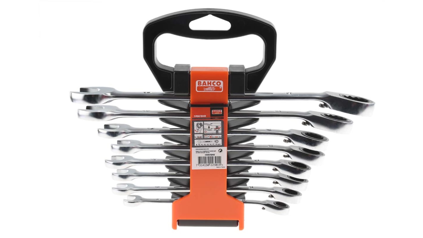 1RM/SH8 | Bahco 1RM Series 8-Piece Spanner Set, 8 → 19 mm, Alloy Steel | RS