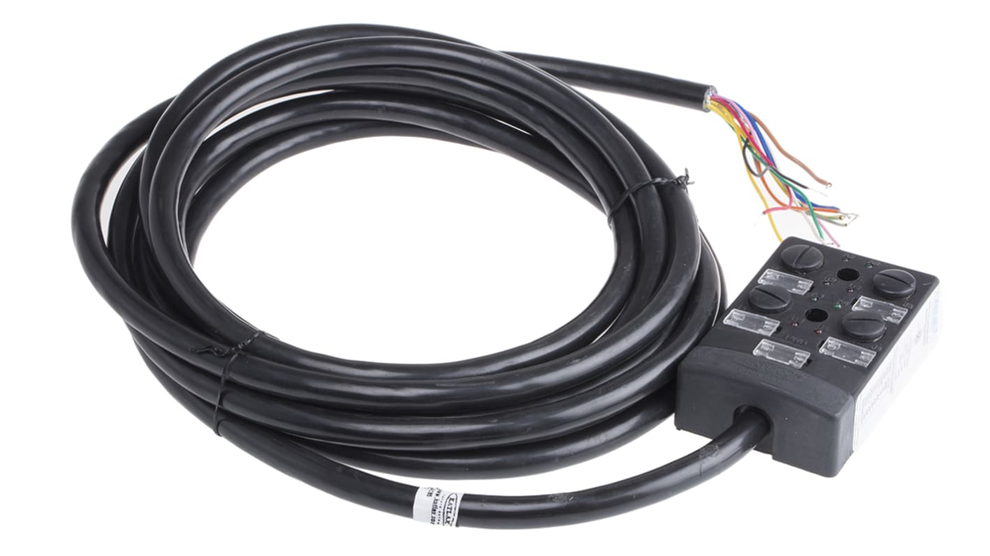 RS PRO Sensor Box, M12, 5m cable, 5 way, 4 port | RS