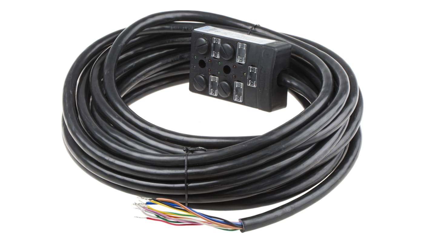 RS PRO Sensor Box, M12, 10m cable, 5 way, 4 port | RS