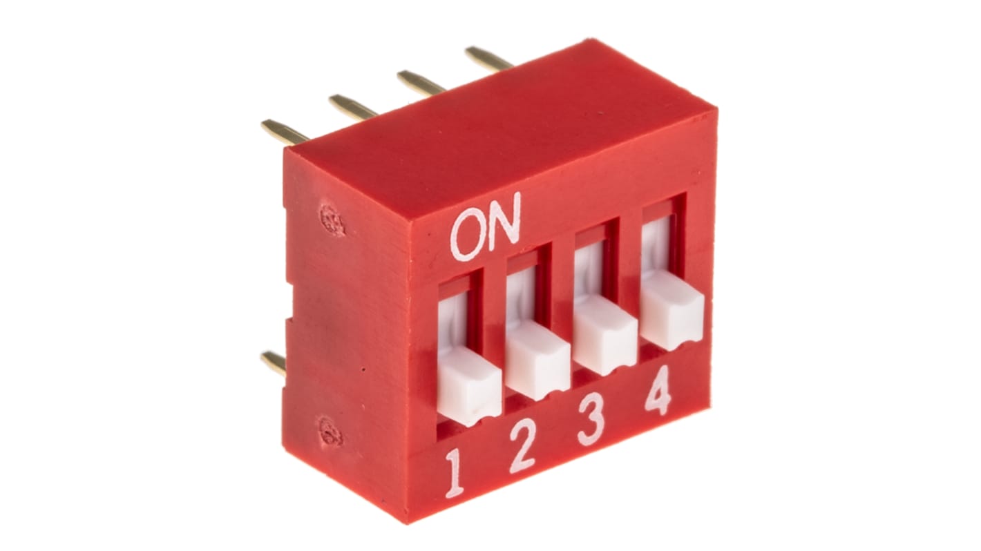 NDS-04-V | APEM 4 Way Through Hole DIP Switch SPST, Raised Actuator | RS