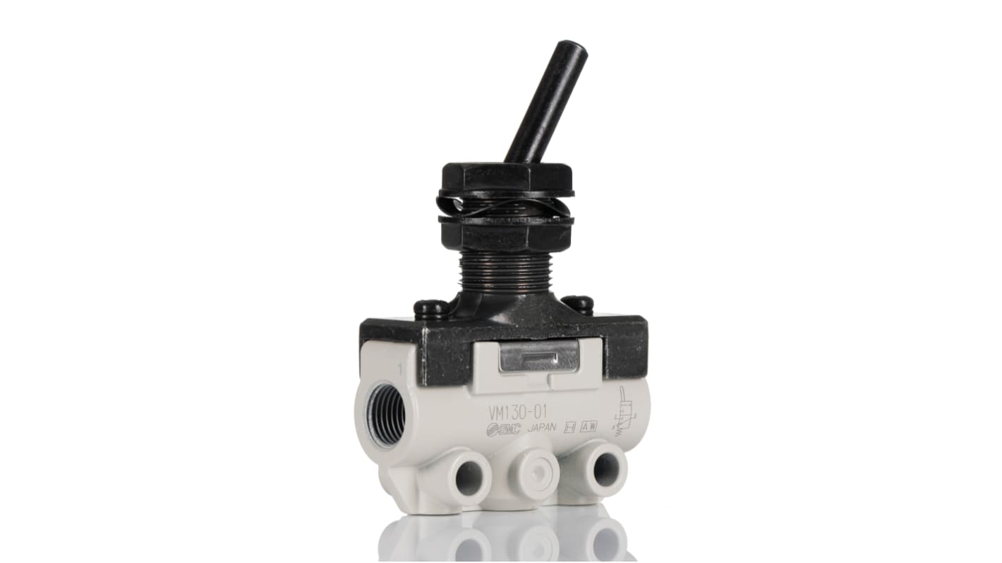 VM130-01-08A | SMC Toggle Lever Pneumatic Manual Control Valve VM100 Series, R 1/8, 1/8 | RS