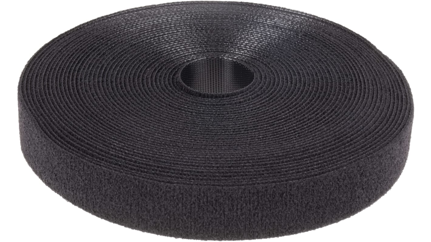 RS PRO Black Hook & Loop Tape, 20mm x 10m | RS