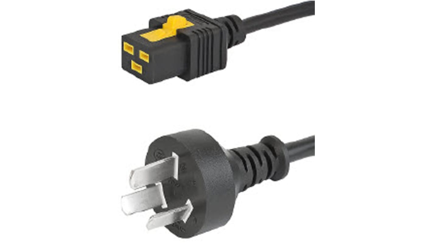 6051.2052 | Schurter IEC C19 Socket to Type I Chinese Plug Power Cord | RS