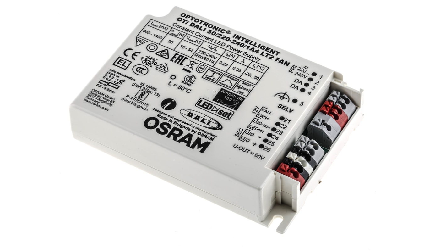 OTi DALI 50/220-240/1A4 LT2FAN | Osram LED Driver, 15 → 54V Output, 55W ...