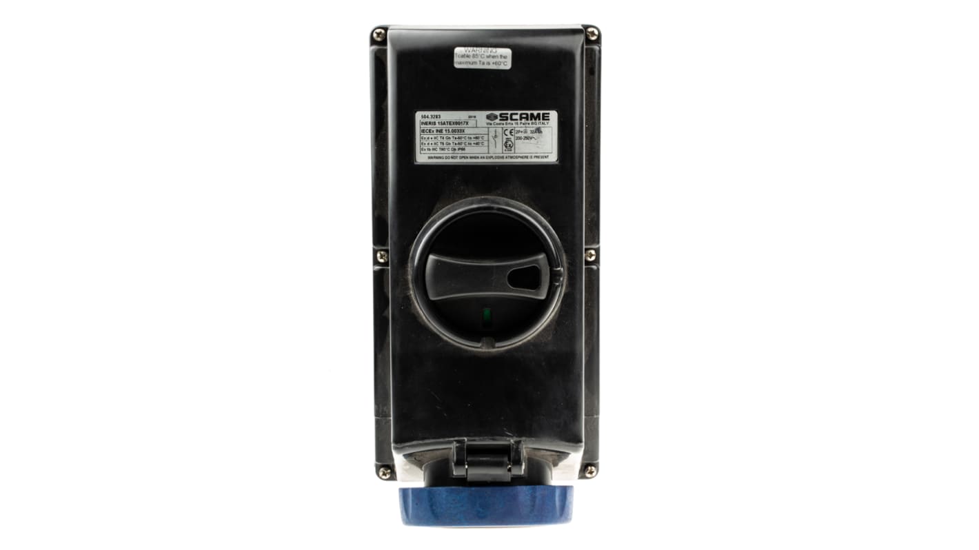 504.3283 | Scame IP66 Blue Surface Mount 2P + E Power Connector Socket ...