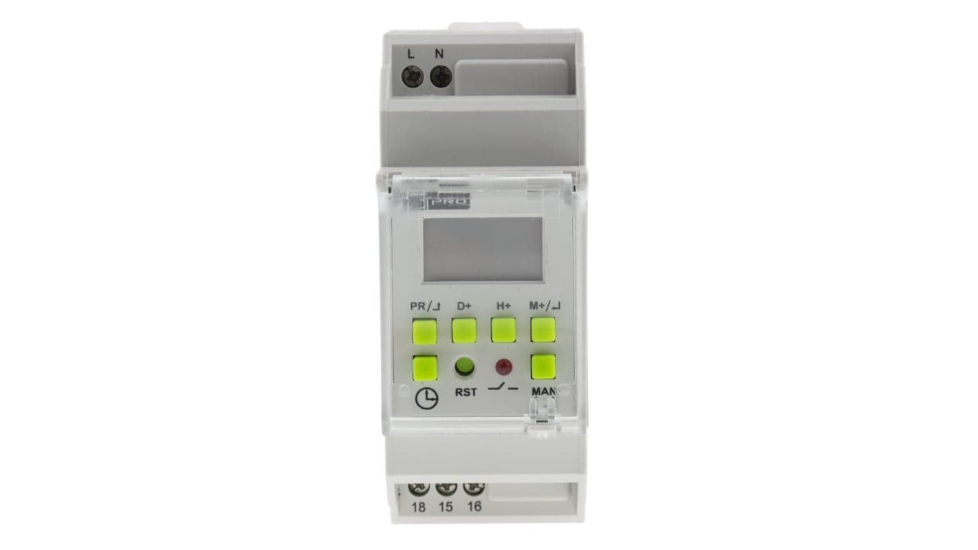 RS PRO Digital Pulse Switch DIN Rail Time Switch 110 → 240 V ac, 1 ...