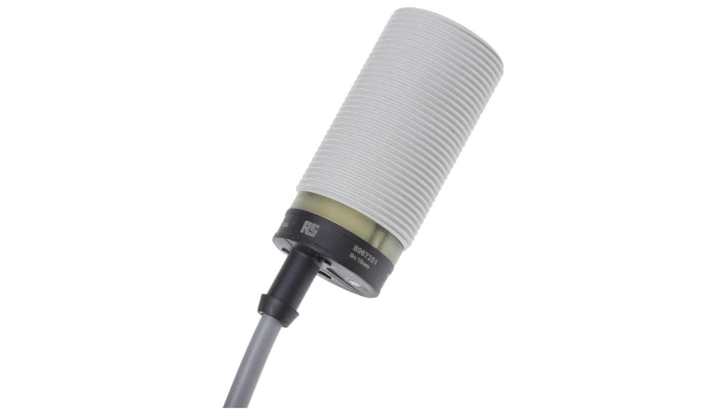 RS PRO Capacitive Barrel-Style Proximity Sensor, M30 x 1.5, 10 mm Detection, PNP Output, 10 → 30 ...