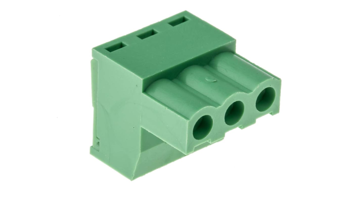 RS PRO 5.08mm Pitch 3 Way Right Angle Pluggable Terminal Block, Plug, Through Hole, Screw ...