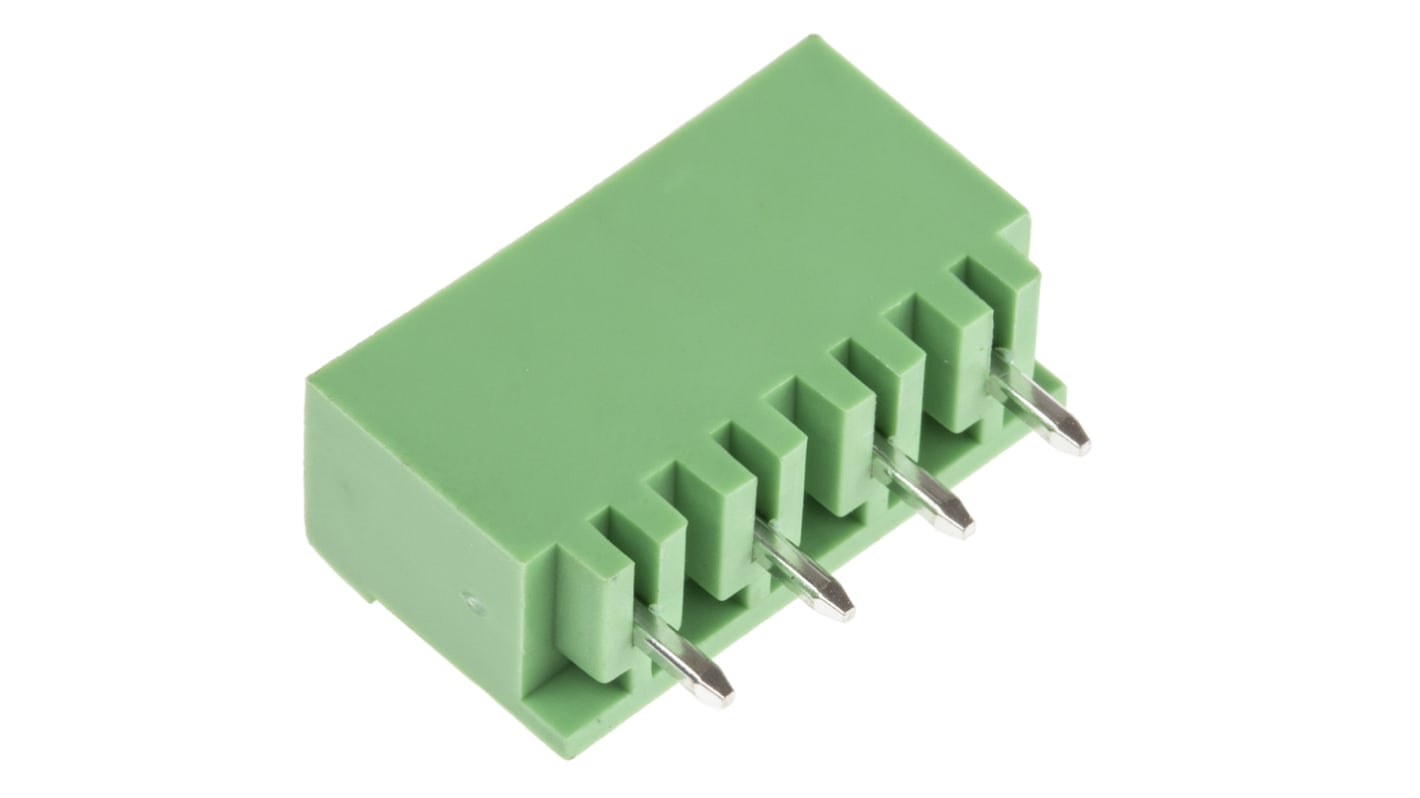 RS PRO 5.08mm Pitch 4 Way Pluggable Terminal Block, Header, Through Hole, Solder Termination | RS