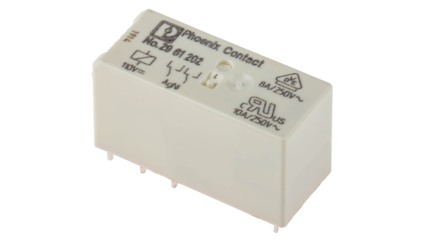 2961202 | Phoenix Contact PCB Mount Power Relay, 110V dc Coil, 10A ...