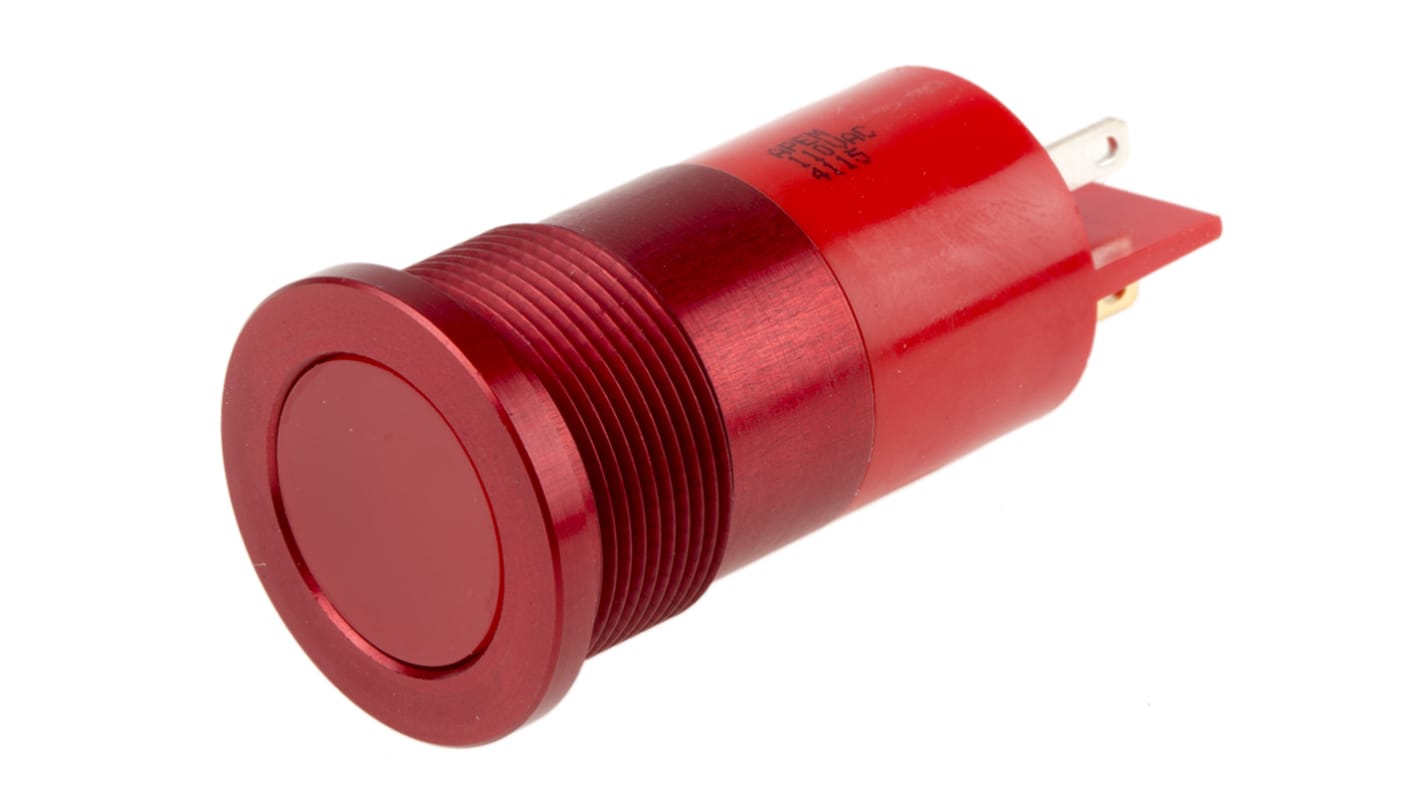 RS PRO Red Panel Mount Indicator, 110V ac, 22mm Mounting Hole Size ...