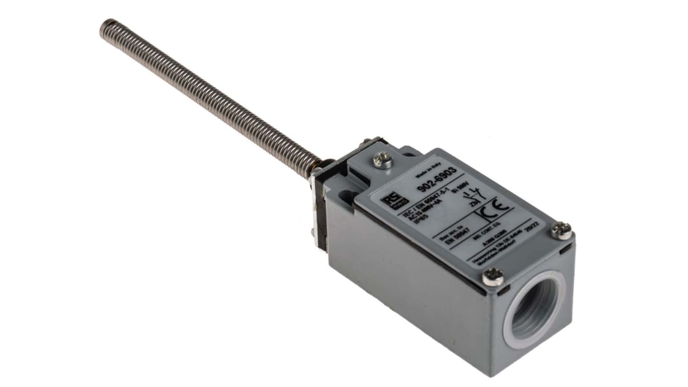 RS PRO Coil Spring Limit Switch, NO/NC, IP66, DPST, Zinc Alloy Housing ...