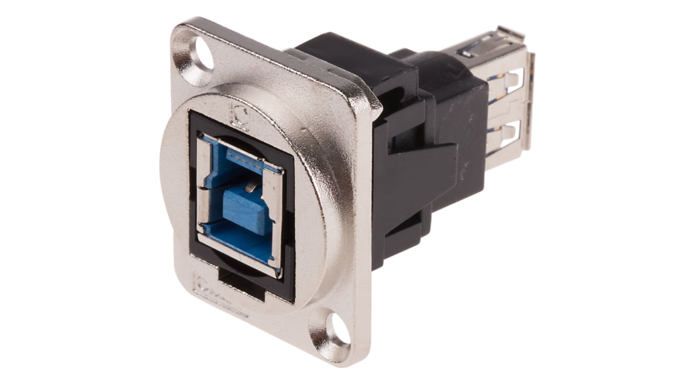 RS PRO Straight, Panel Mount, Socket to Socket Type B to A 3.0 USB ...