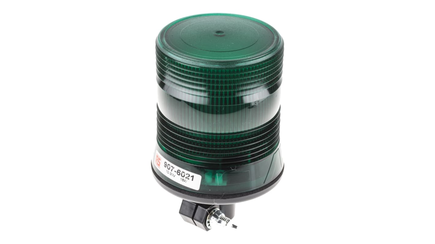 RS PRO Green Flashing Beacon, 10 → 100 V dc, DIN Mount, Tube Mount, LED Bulb, IP56 | RS