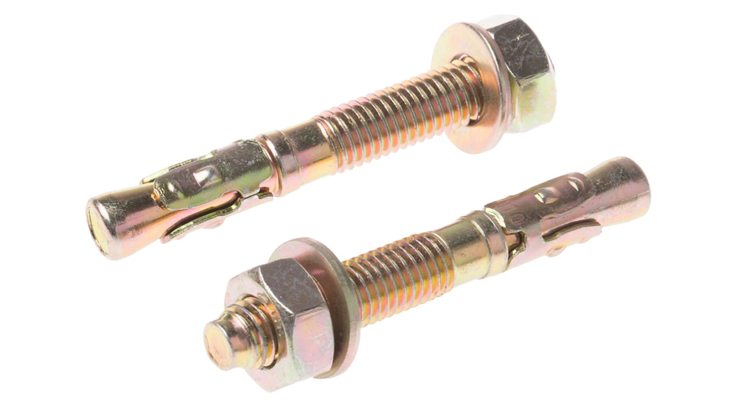 RS PRO Carbon Steel Anchor Bolt M10 x 75mm, 10mm Fixing Hole | RS