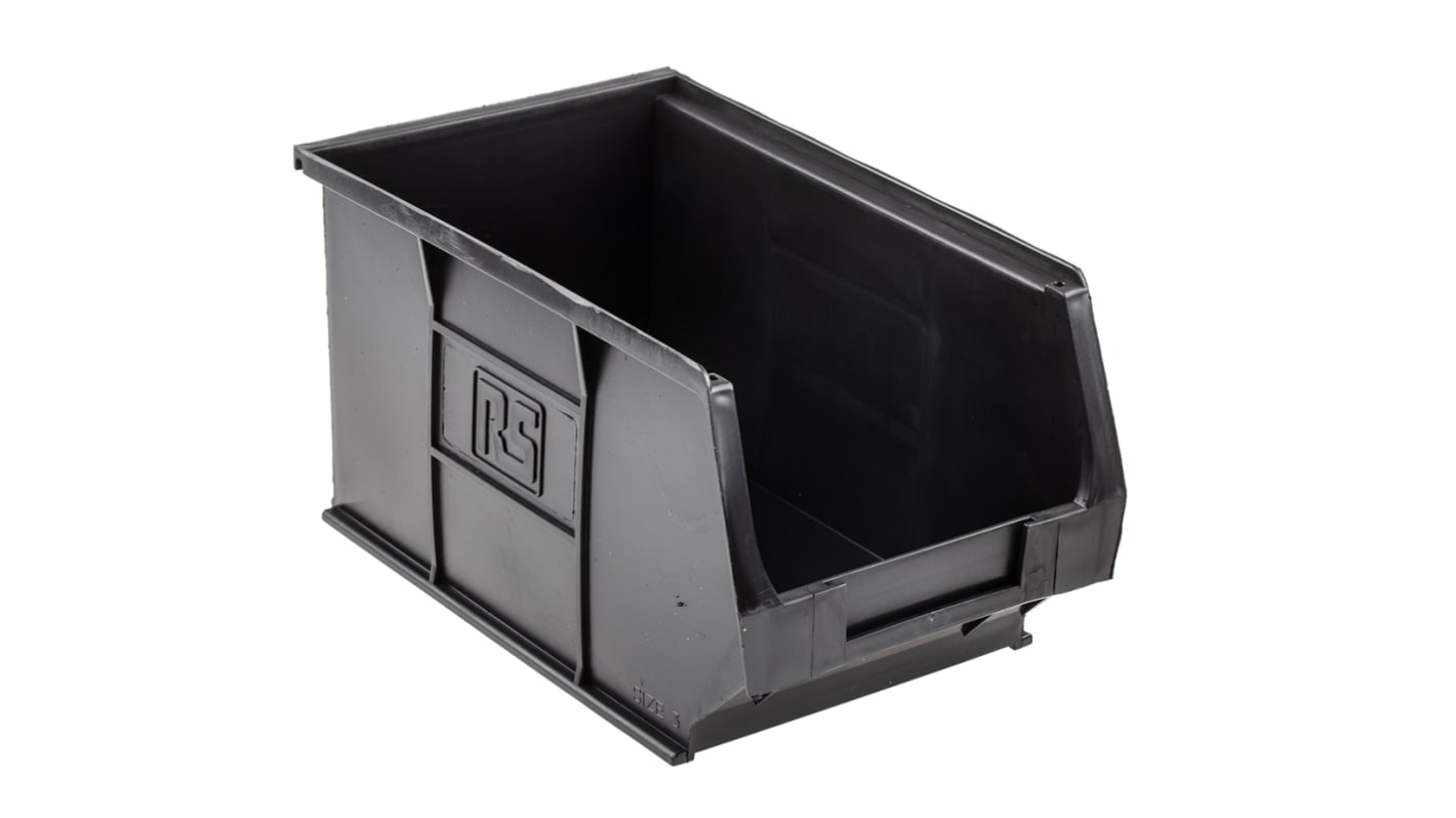 RS PRO PP Storage Bin, 132mm x 150mm, Black | RS