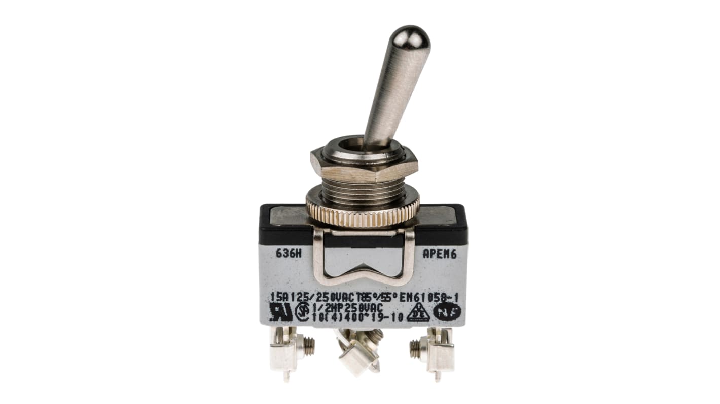 APEM トグルスイッチ, SPDT, パネルマウント, On-On, 636H | RS