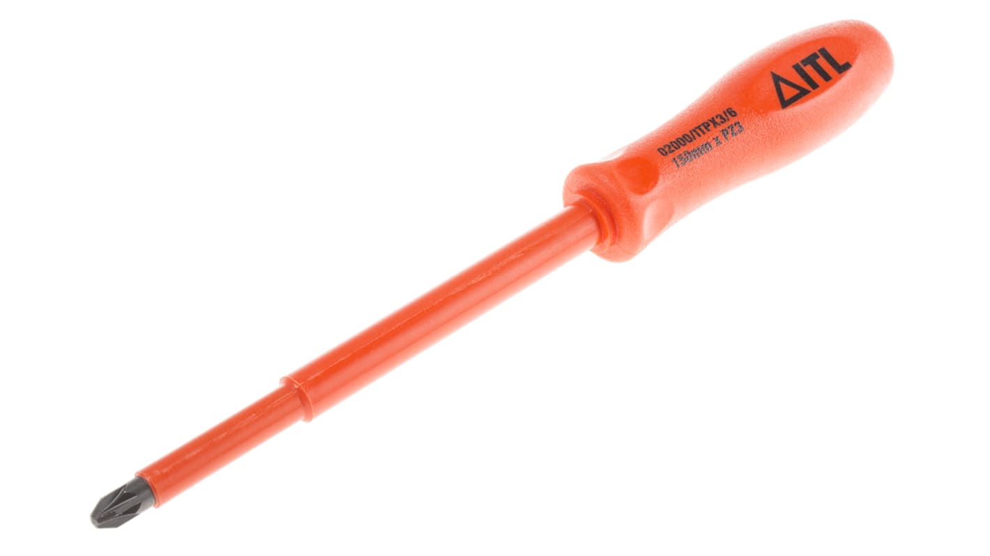 ITL Insulated Tools Ltd Pozidriv Insulated Screwdriver, PZ3 Tip, 150 mm ...