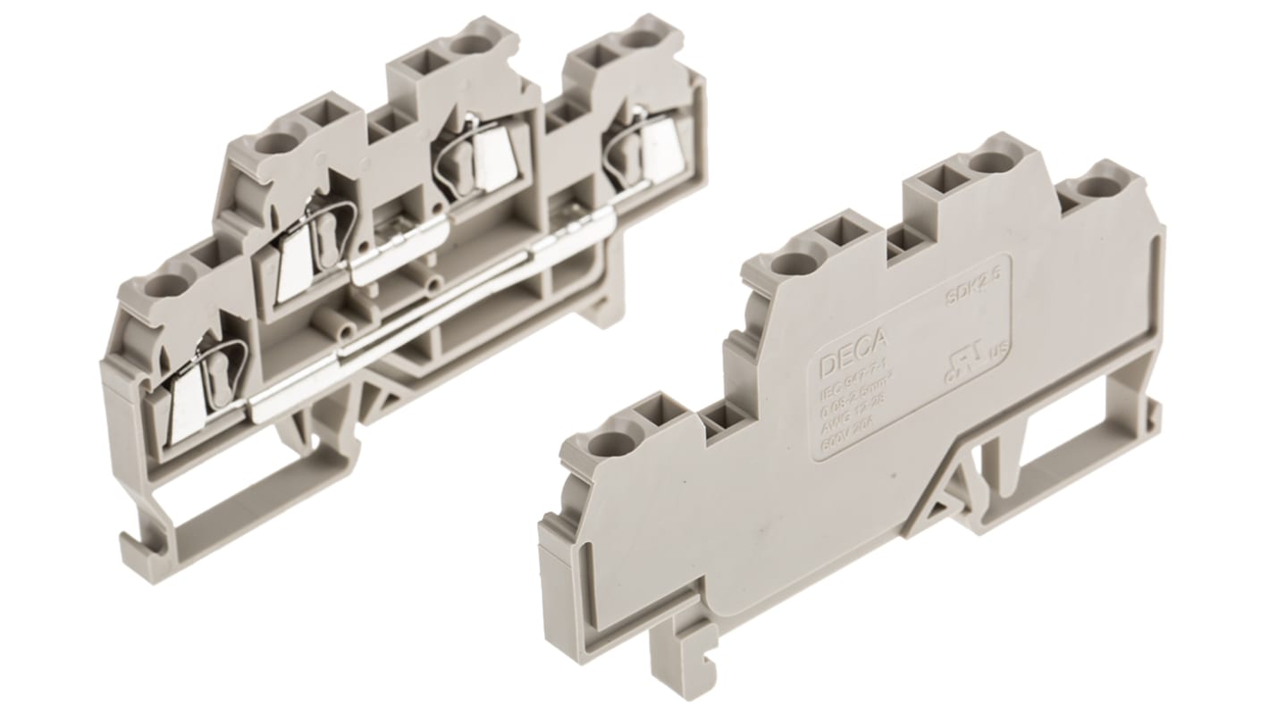 RS PRO Beige Double Level Terminal Block, 2.5mm², Double-Level, Spring ...