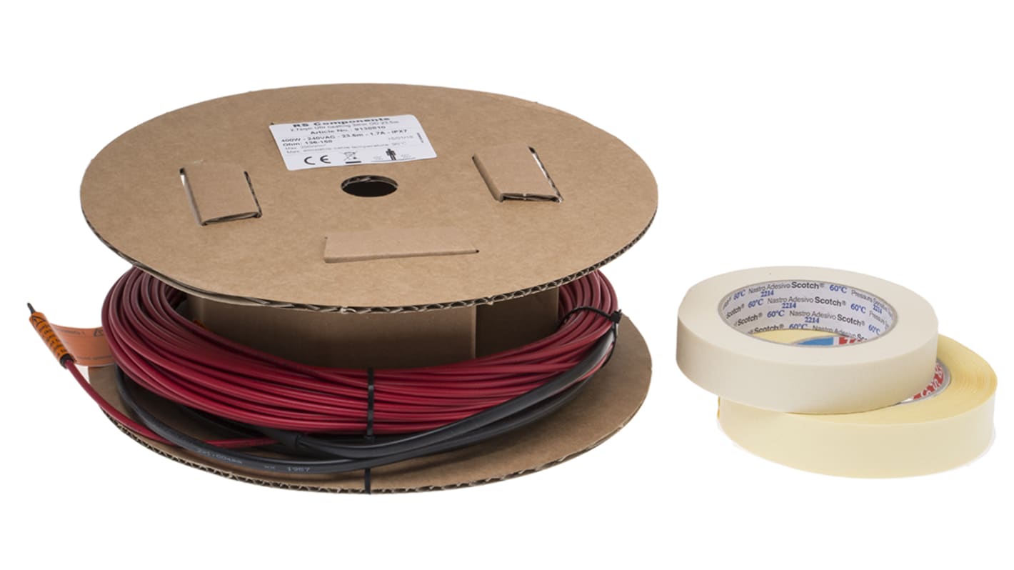 RS PRO Underfloor Heating Trace Heating Cable, 17W/m, 240V ac, Maximum ...
