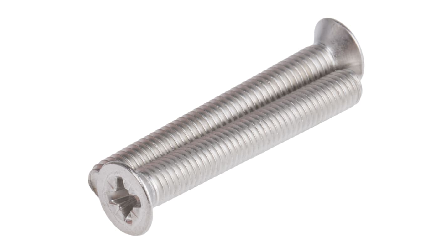 RS PRO Pozidriv Countersunk A2 304 Stainless Steel Machine Screws DIN 965Z, M6x45mm | RS