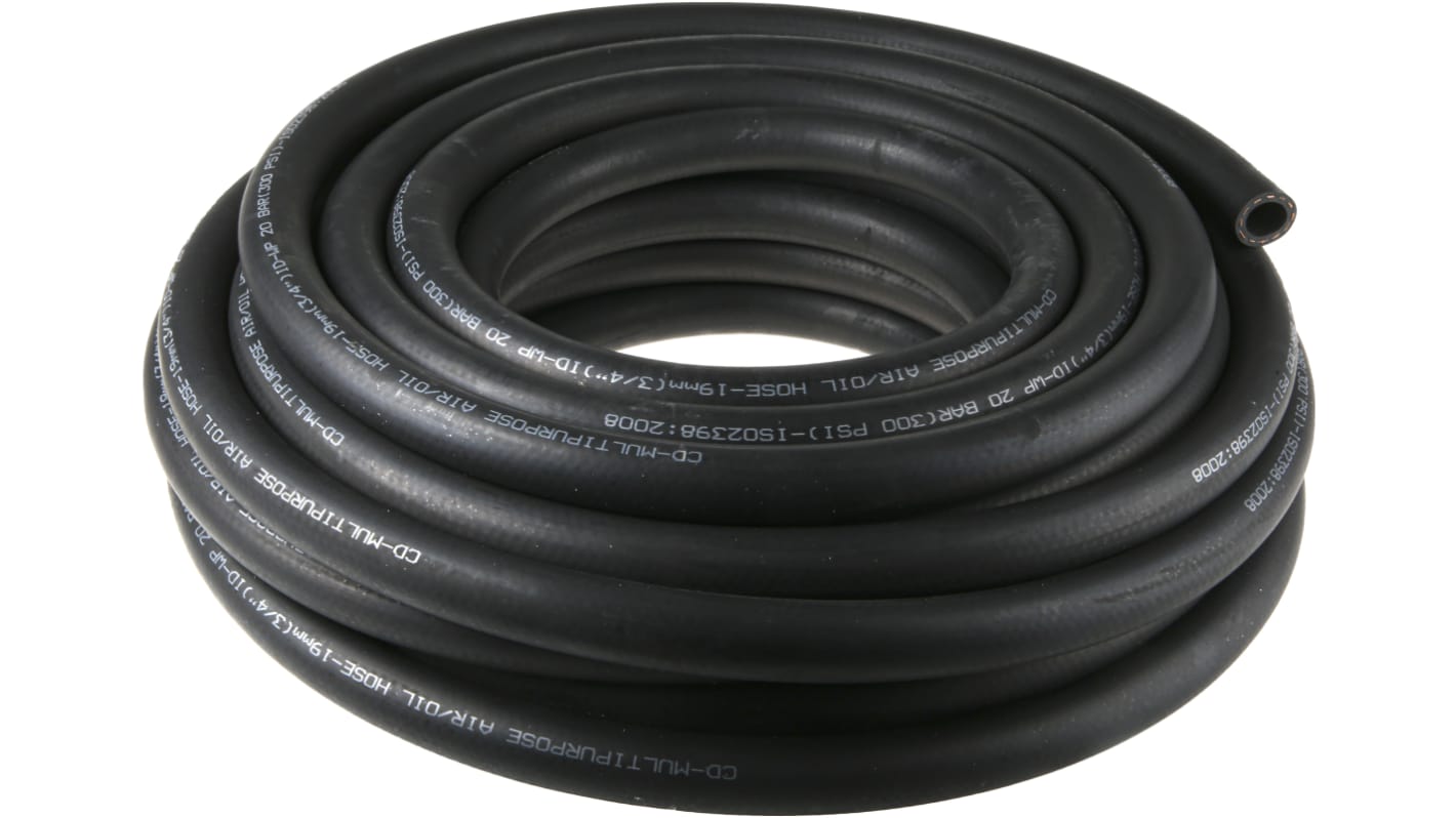 RS PRO NBR, Hose Pipe, 19mm ID, 29mm OD, Black, 25m | RS