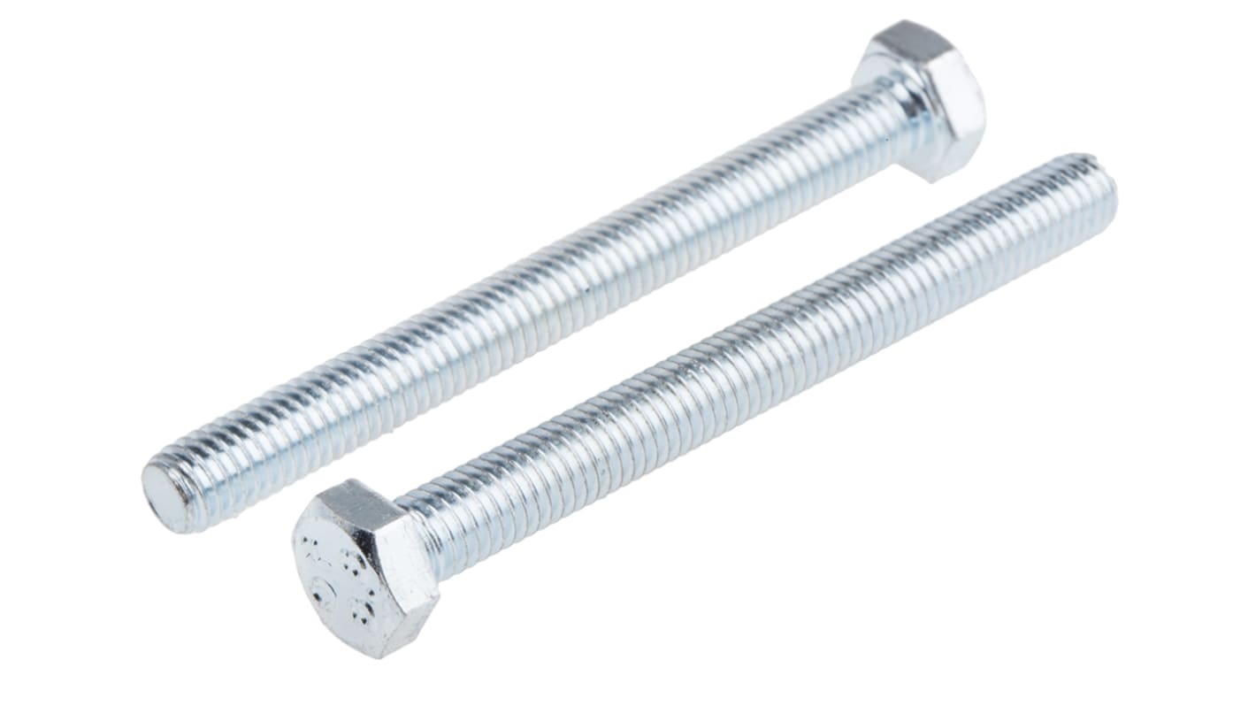 RS PRO Bright Zinc Plated Steel Hex, Hex Bolt, M5 x 50mm | RS