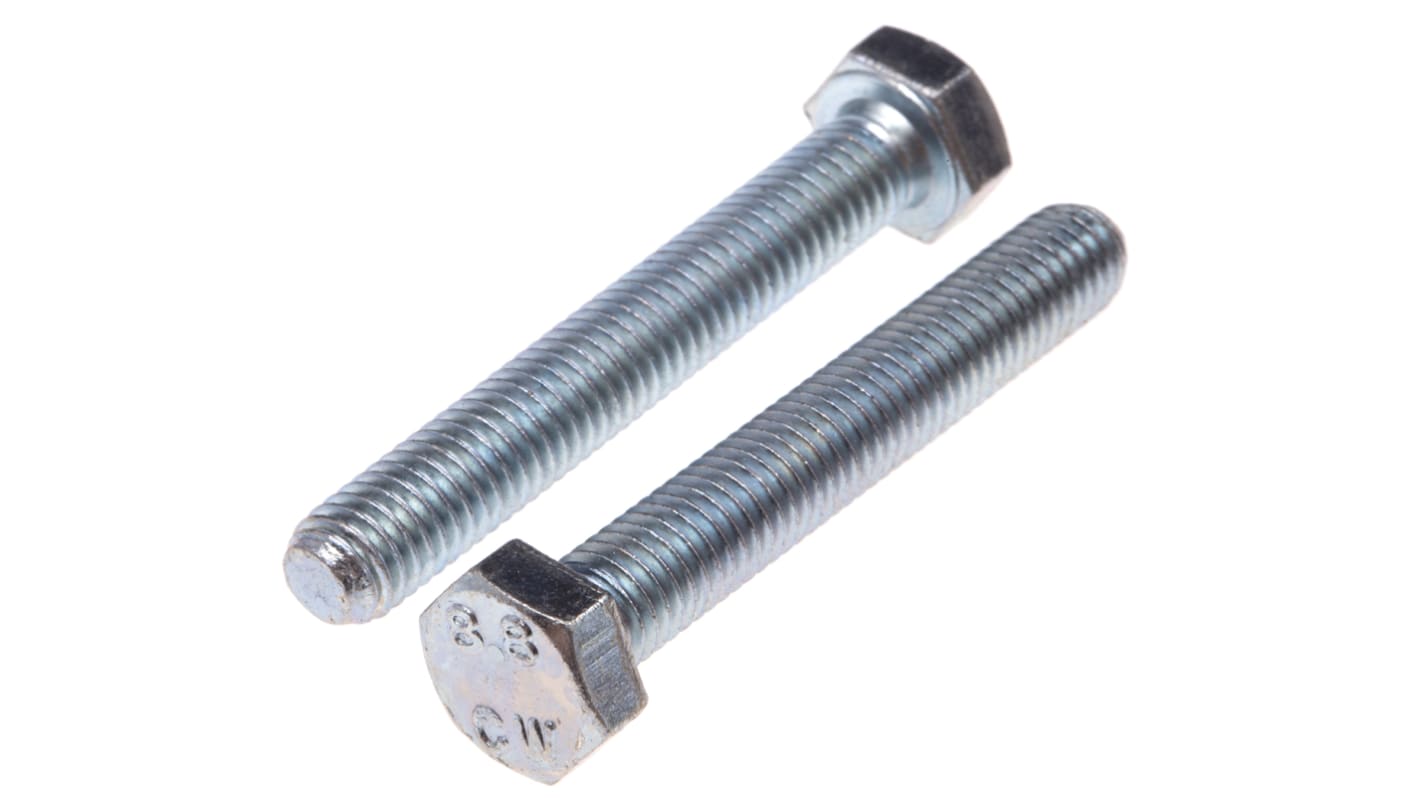 RS PRO Bright Zinc Plated Steel Hex, Hex Bolt, M8 x 60mm | RS