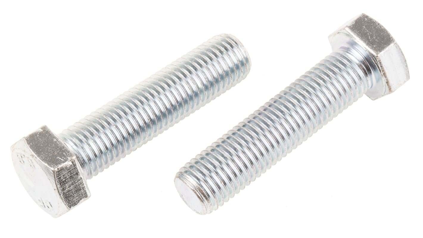 RS PRO Bright Zinc Plated Steel Hex, Hex Bolt, M16 x 65mm | RS
