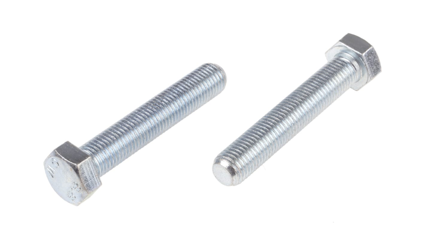 RS PRO Bright Zinc Plated Steel Hex, Hex Bolt, M16 x 90mm | RS