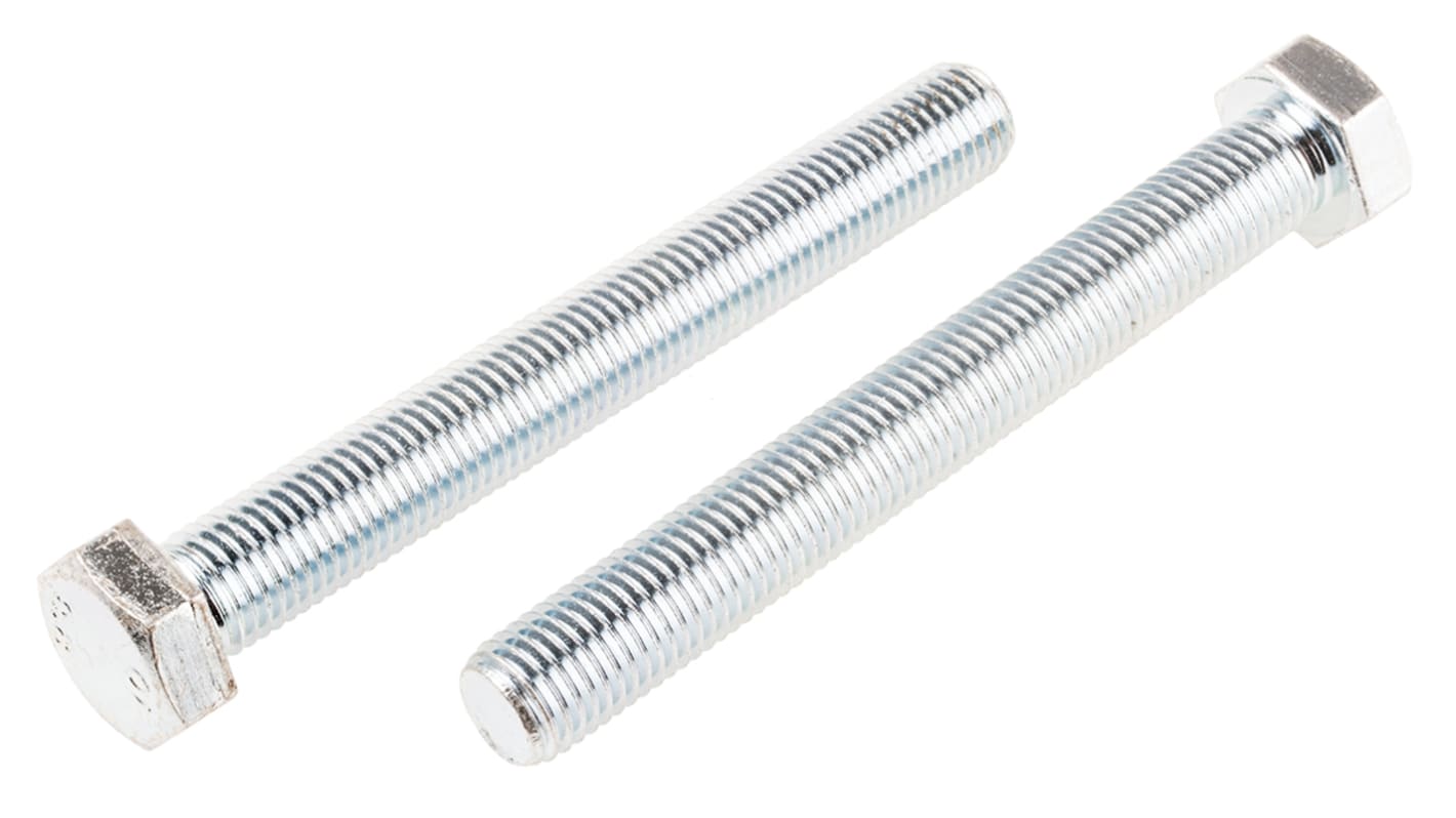 RS PRO Bright Zinc Plated Steel Hex, Hex Bolt, M16 x 130mm | RS