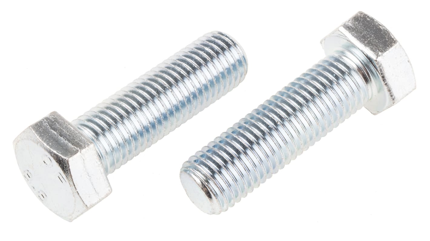RS PRO Bright Zinc Plated Steel Hex, Hex Bolt, M20 x 65mm | RS